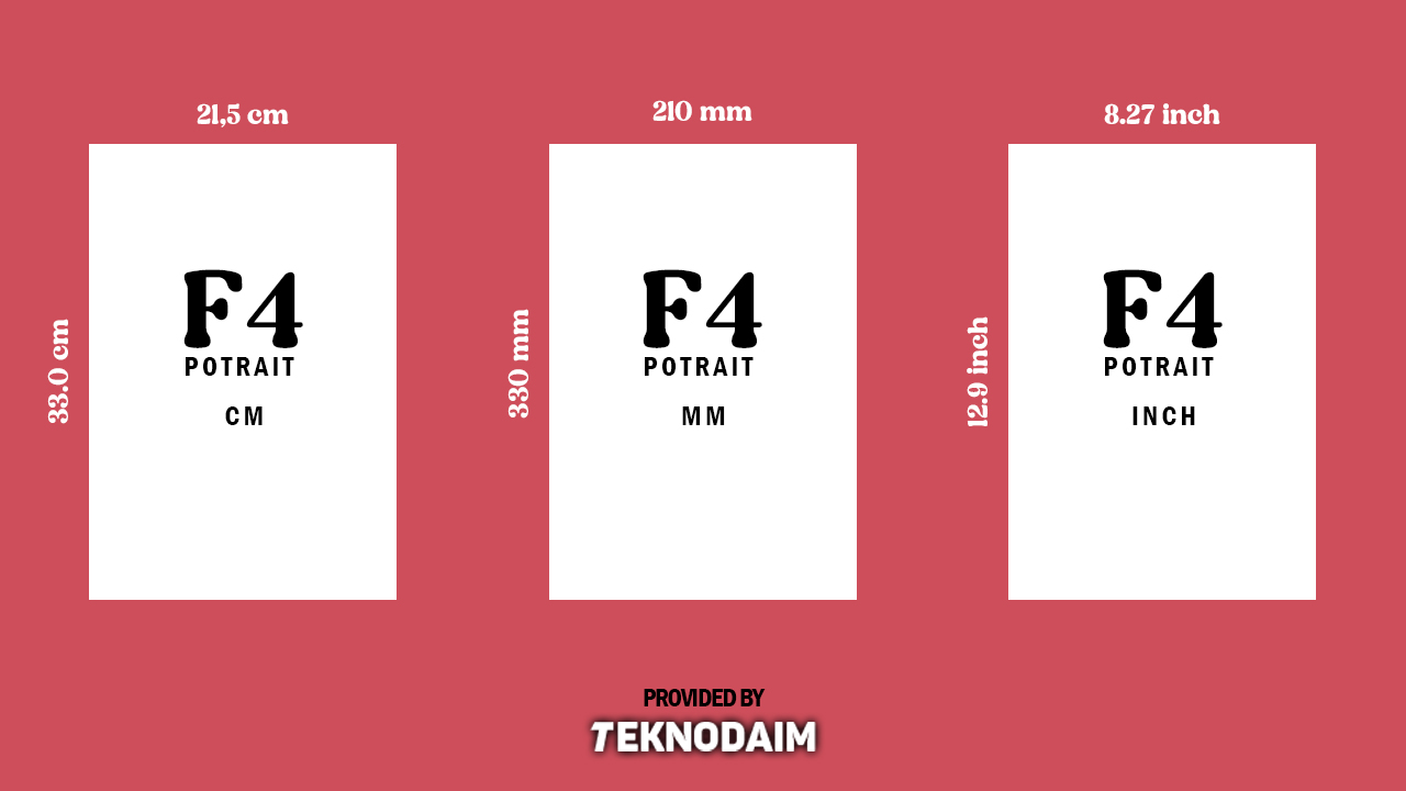 F4 Paper Size in cm, mm, inches and Full Pixels